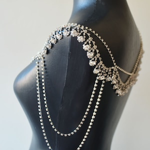 Wedding Shoulder Jewelry, Rhinestone Shoulder Necklace, Silver Shoulder ...