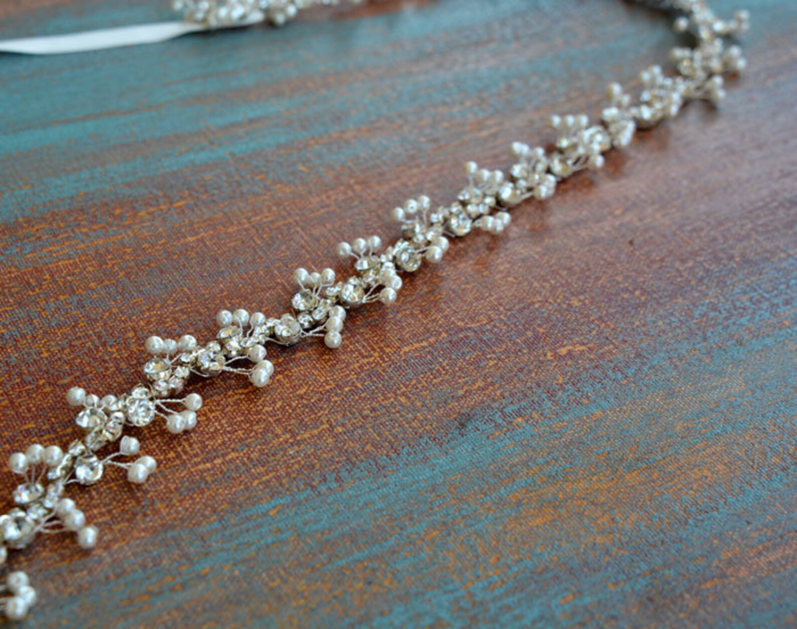 Pearl Headpiece for Bride Rhinestone and Pearl Crystal | Etsy