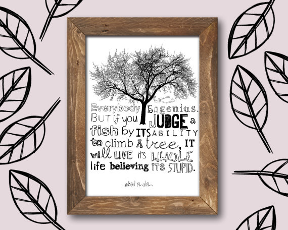 Everybody is a Genius Quote by Einstein Art for Classroom Quotes Albert ...