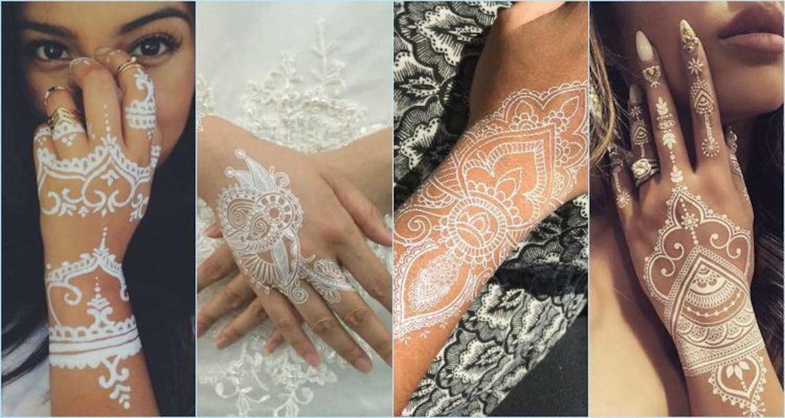 White Henna Tattoos Henna Tattoos White Lace Tattoos White | Etsy