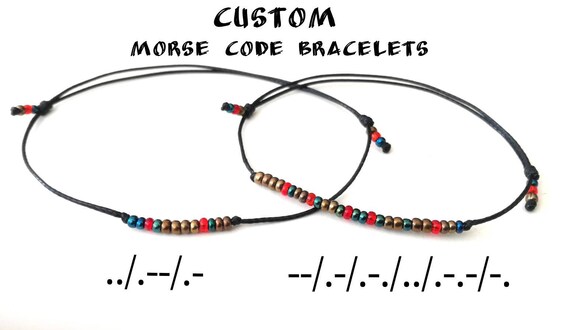 Morse Code Bracelets Custom Set Of Two Bracelets Couple | Etsy