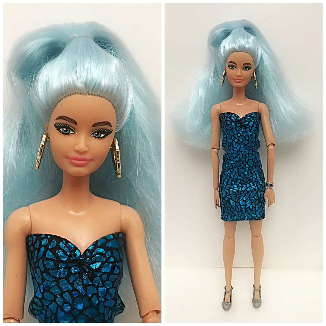 Shattered Blue Mini Dress Fits 11.5 Fashion Dolls - Etsy
