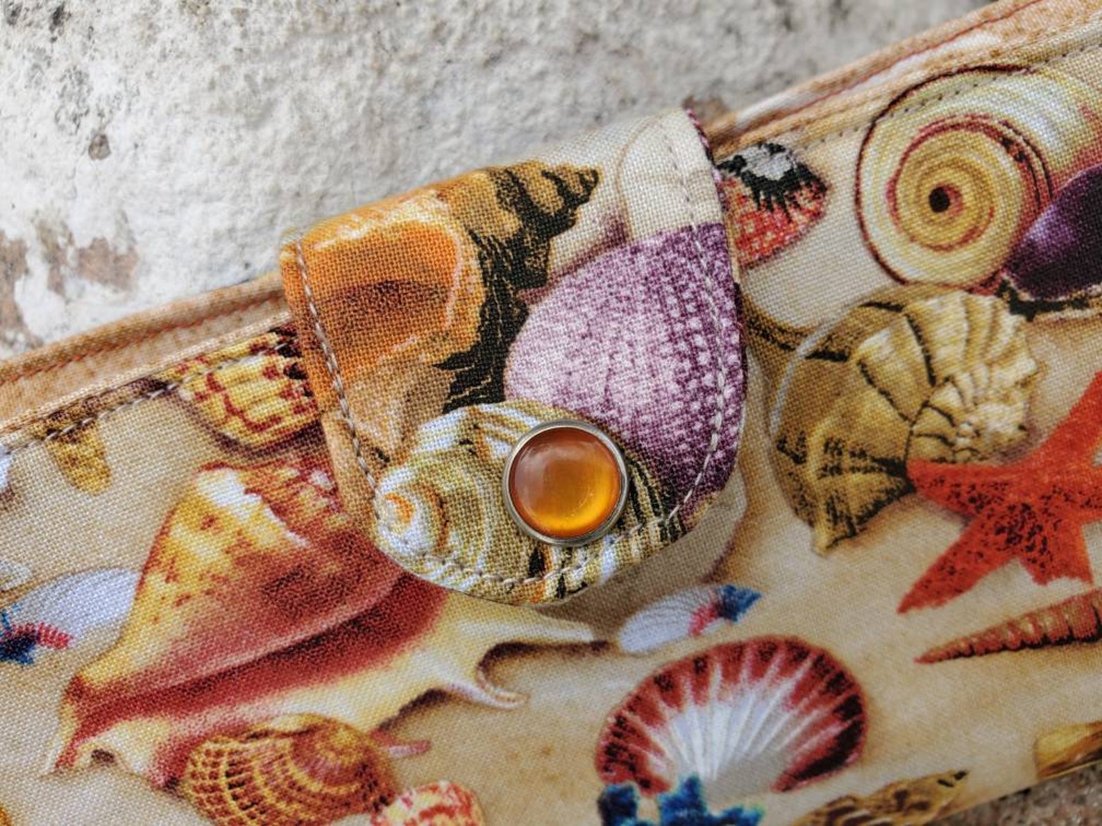 Seashell Checkbook Cover Beach Themed Coupon Wallet Fabric - Etsy