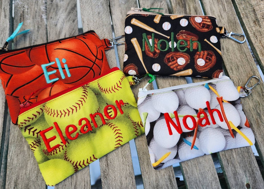 Sports Change Purse, Personalized Sports Coin Purse, Baseball Coin ...