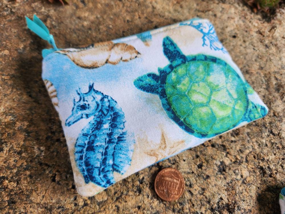 Seahorse Zipper Bag Sea Turtle Coin Purse Zipper Wallet Coin - Etsy