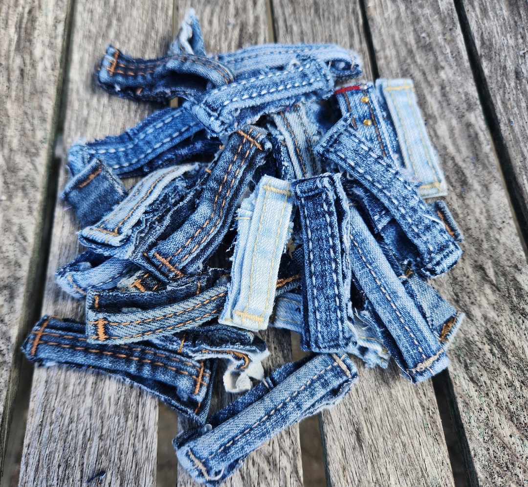 Denim Belt Loops, 30 Upcycled Denim Loops, Blue Jean Repurposed, Denim ...