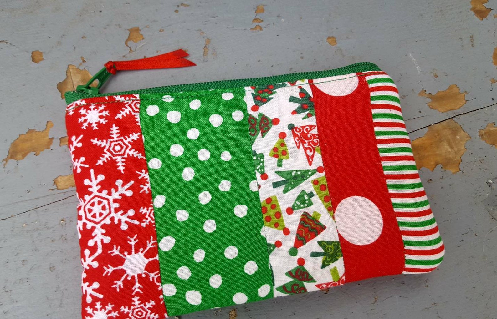 Christmas Coin Purse Christmas Wallet Patchwork Coin Purse - Etsy