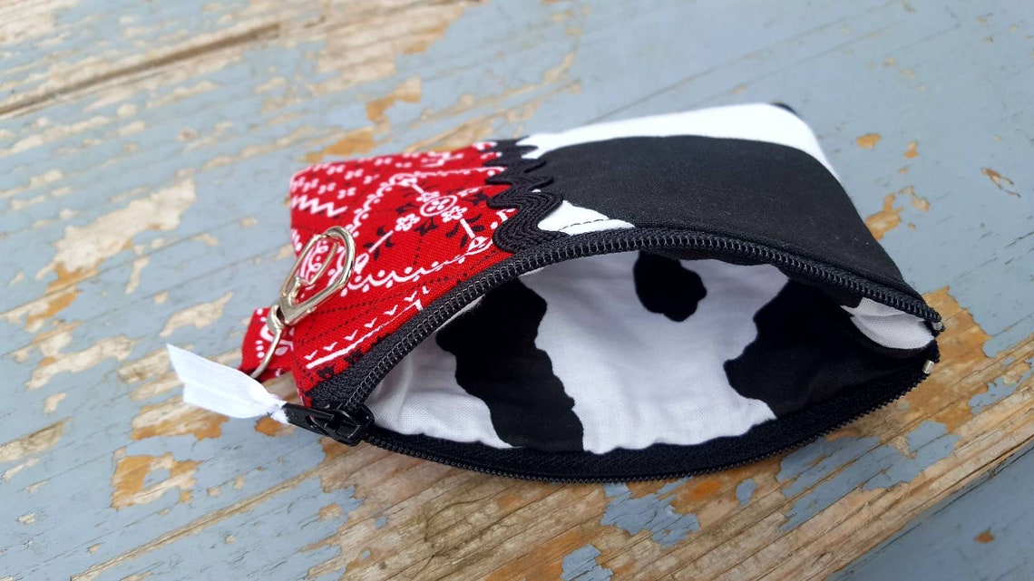 Cow Coin Purse Red Bandana Change Purse Western Coin Purse | Etsy