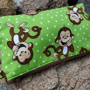 Monkey Pencil Pouch, Personalized School Supply Bag, Fabric Zipper Bag ...