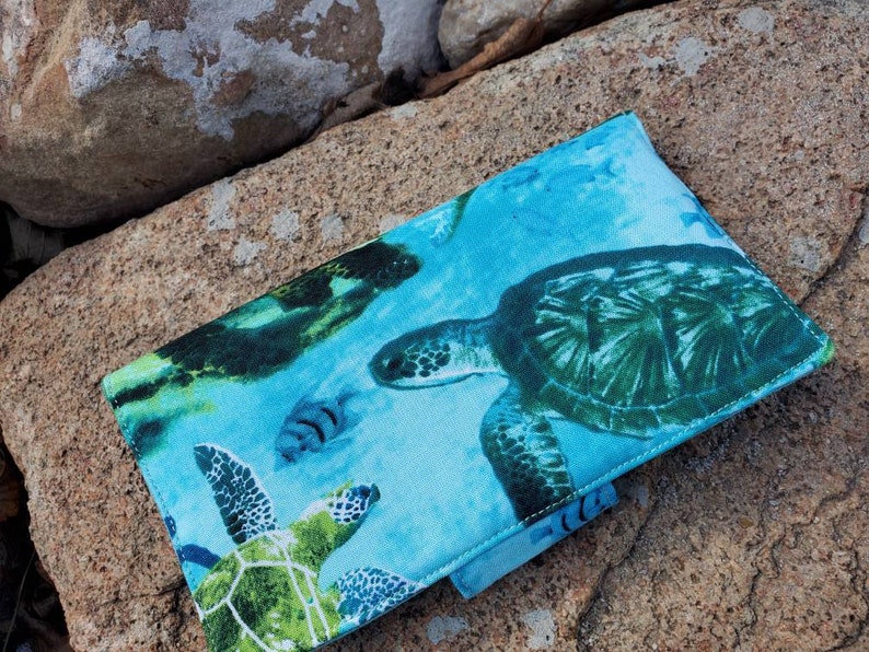 Sea Turtle Checkbook Cover Sea Turtle Coupon Wallet Fabric - Etsy