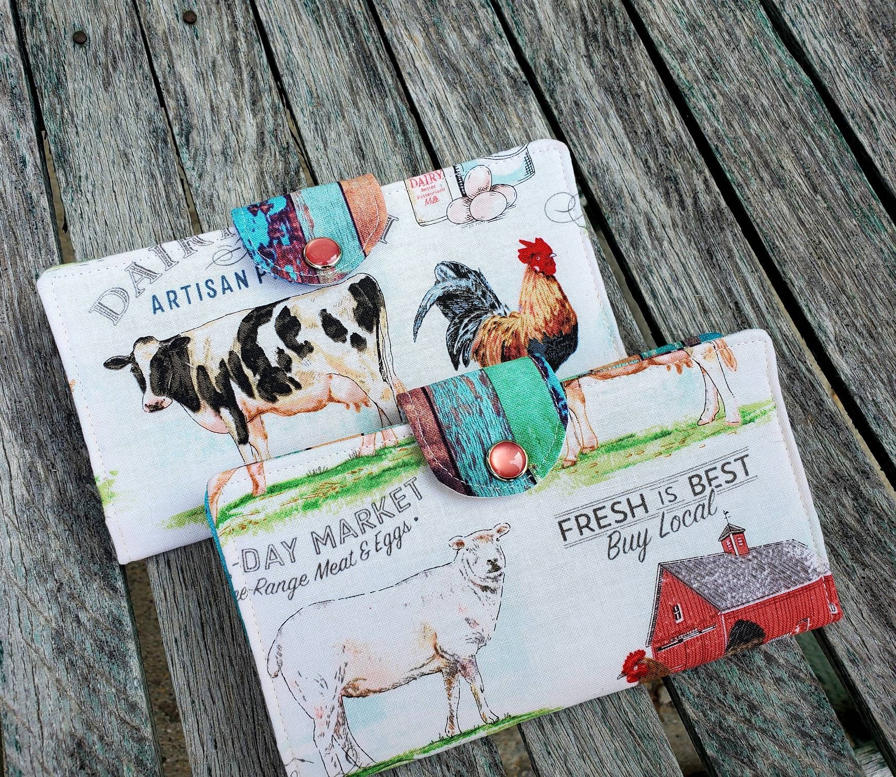 Farm Checkbook Cover, Tractor Checkbook Cover, Fabric Checkbook, Pig ...
