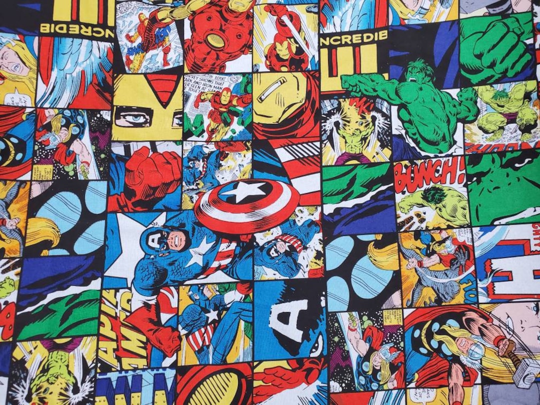 Avengers Fabric, Cotton Fat Quarter, Incredible Hulk Fabric, Captain ...