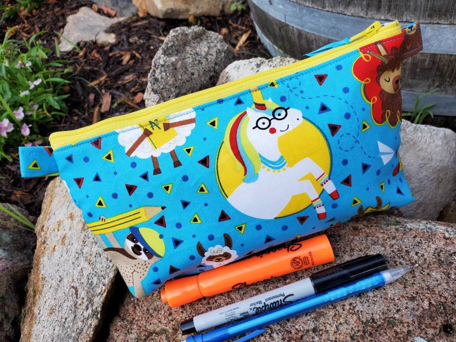 School Themed Pencil Case, Personalized School Supply Bag, Llama Pencil ...