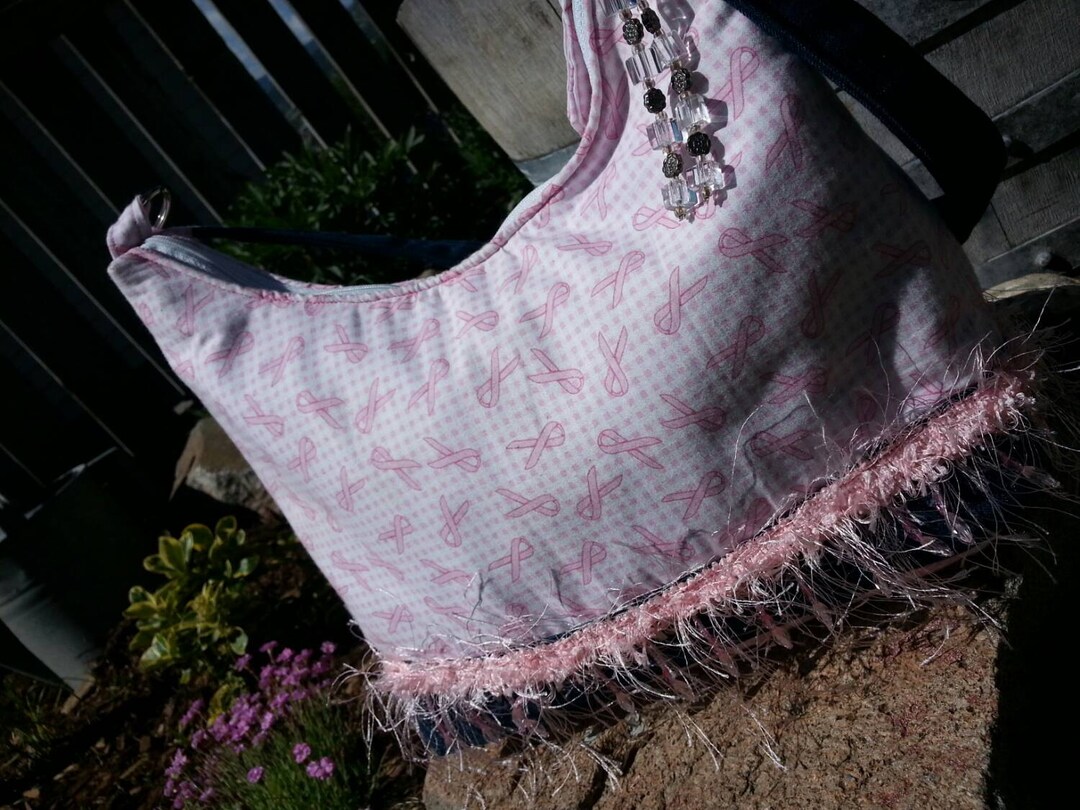 Breast Cancer Purse, Pink Ribbon Purse, Pink Handbag, Purse With Fringe ...