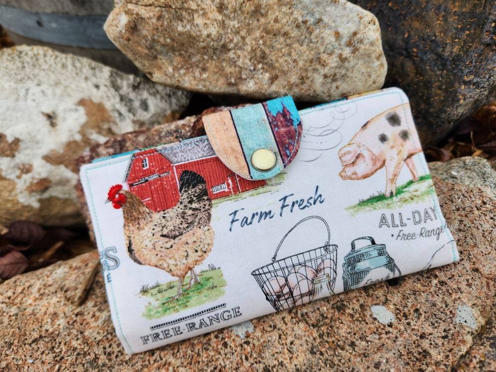 Farm Checkbook Cover, Tractor Checkbook Cover, Fabric Checkbook, Pig ...