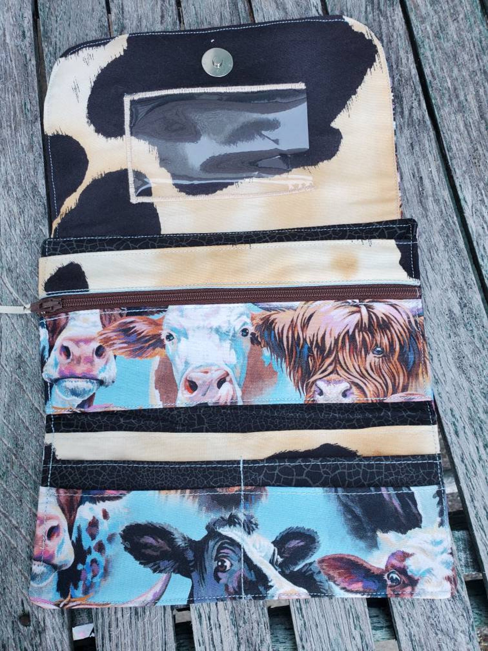 Cow Wallet Cow Billfold Fabric Wallet Ladies Wallet Cow - Etsy