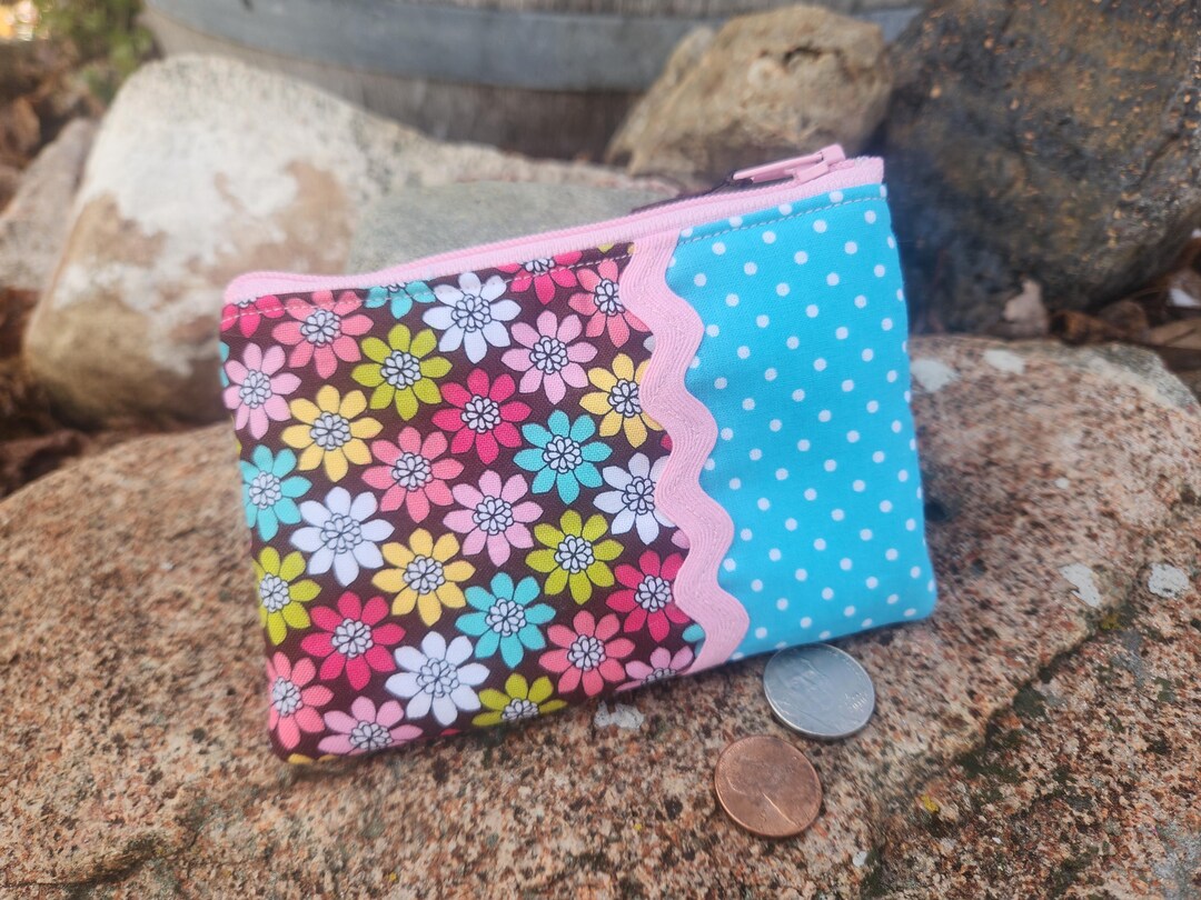 Floral Coin Purse, Spring Change Purse, Small Gift, Floral Zipper Bag ...