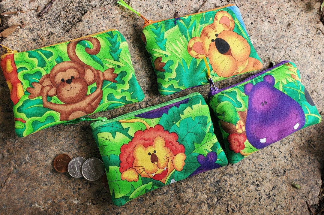 Jungle Coin Bag, Elephant Coin Purse, Girls Zipper Wallet, Elephant ...