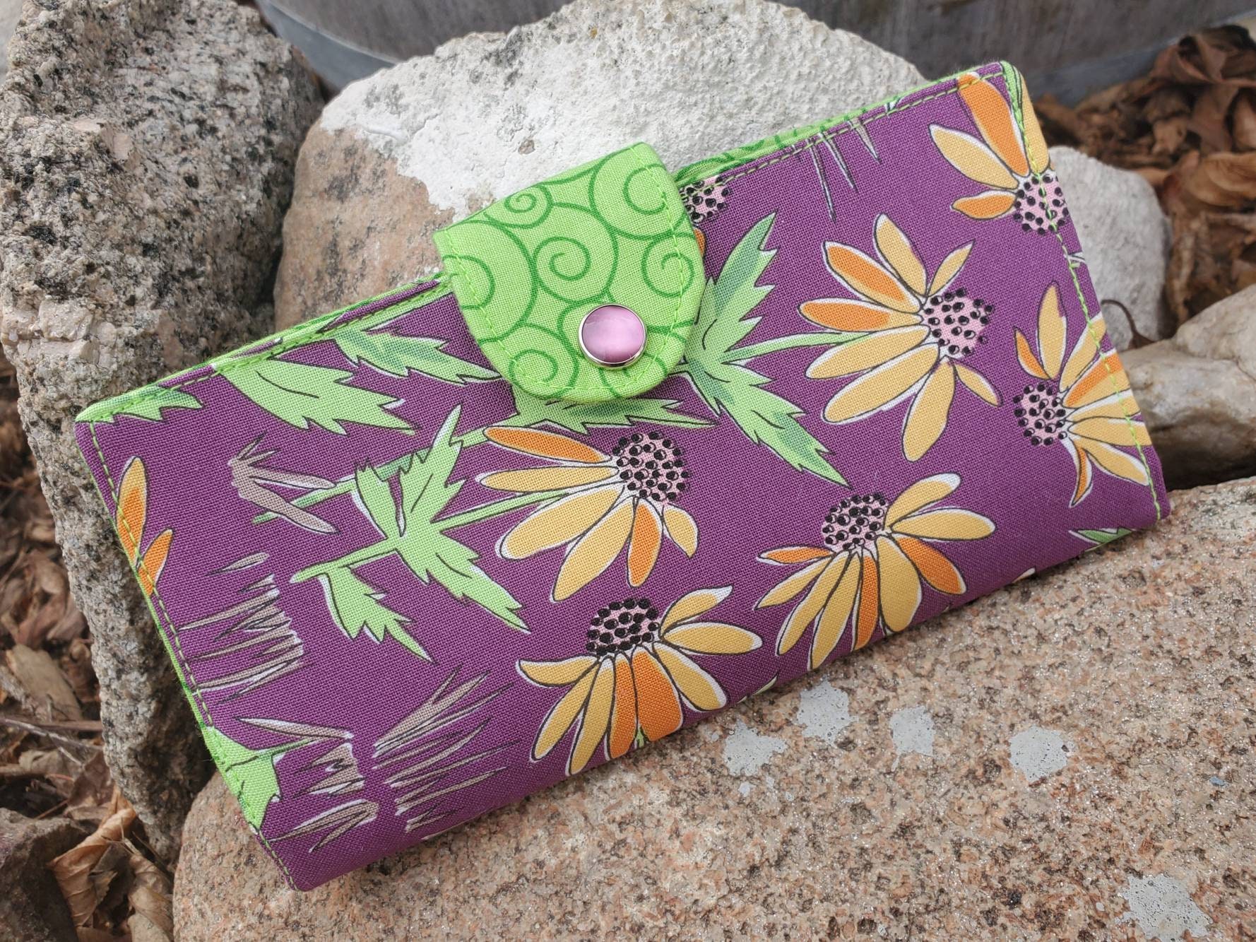 Purple Floral Checkbook Cover, Daisy Checkbook, Purple Coupon Case ...