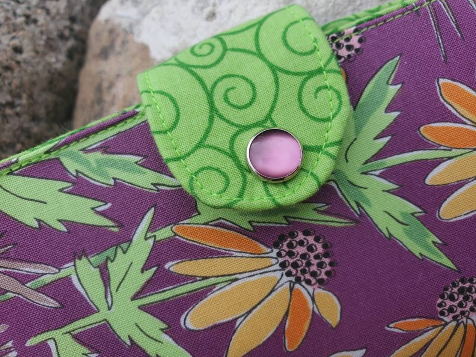 Purple Floral Checkbook Cover, Daisy Checkbook, Purple Coupon Case ...