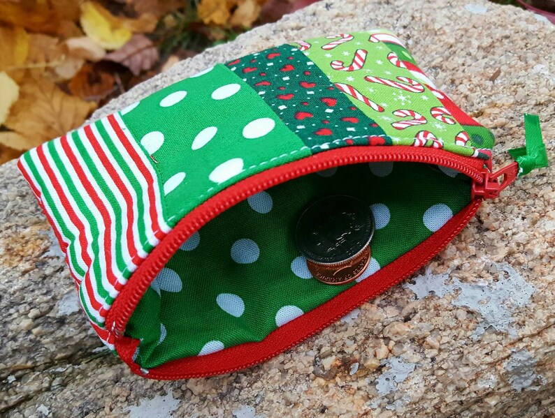 Christmas Coin Purse Christmas Wallet Patchwork Coin Purse - Etsy