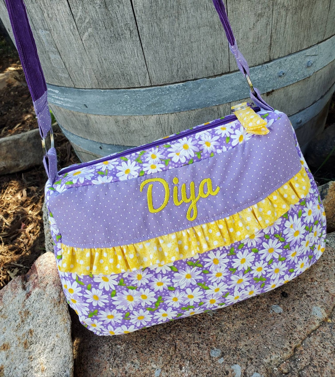 Personalized Girl's Purse, Girl's Zipper Purse, Daisy Handbag, Small ...