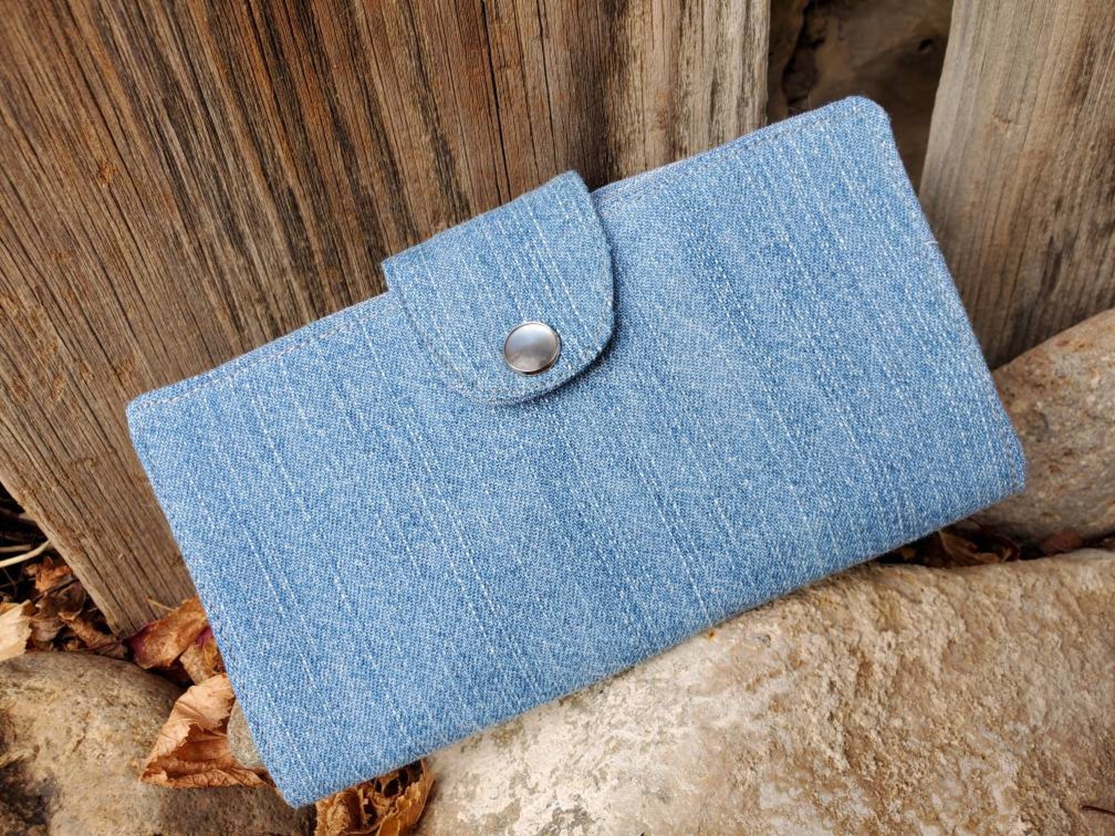 Personalized Denim Checkbook Cover Denim Coupon Wallet Denim | Etsy