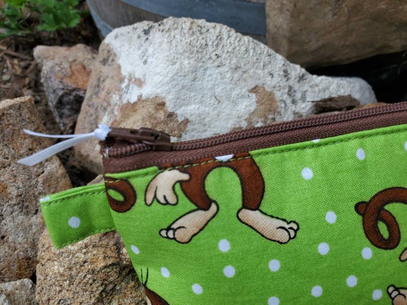Monkey Pencil Pouch, Personalized School Supply Bag, Fabric Zipper Bag ...