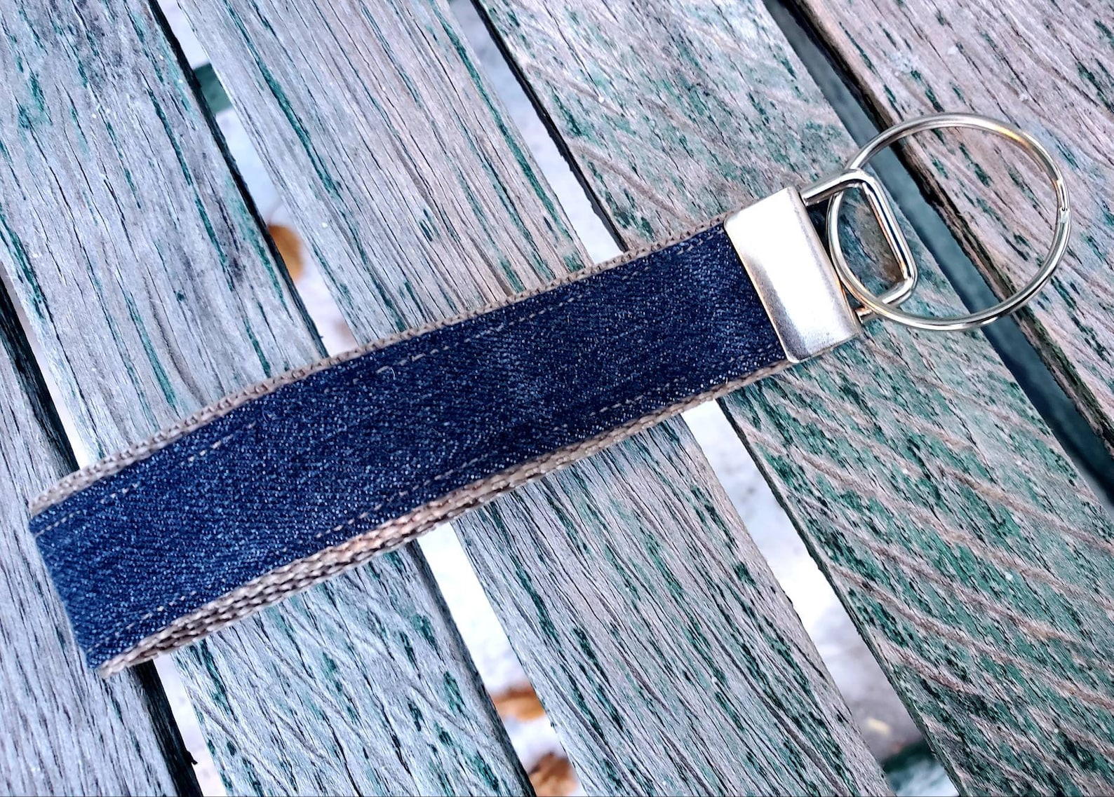 Denim Keychain Keychain Wristlet Denim Keyfob Denim - Etsy