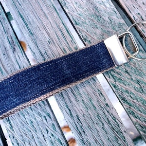 Denim Keychain, Keychain Wristlet, Denim Keyfob, Denim Lanyard ...