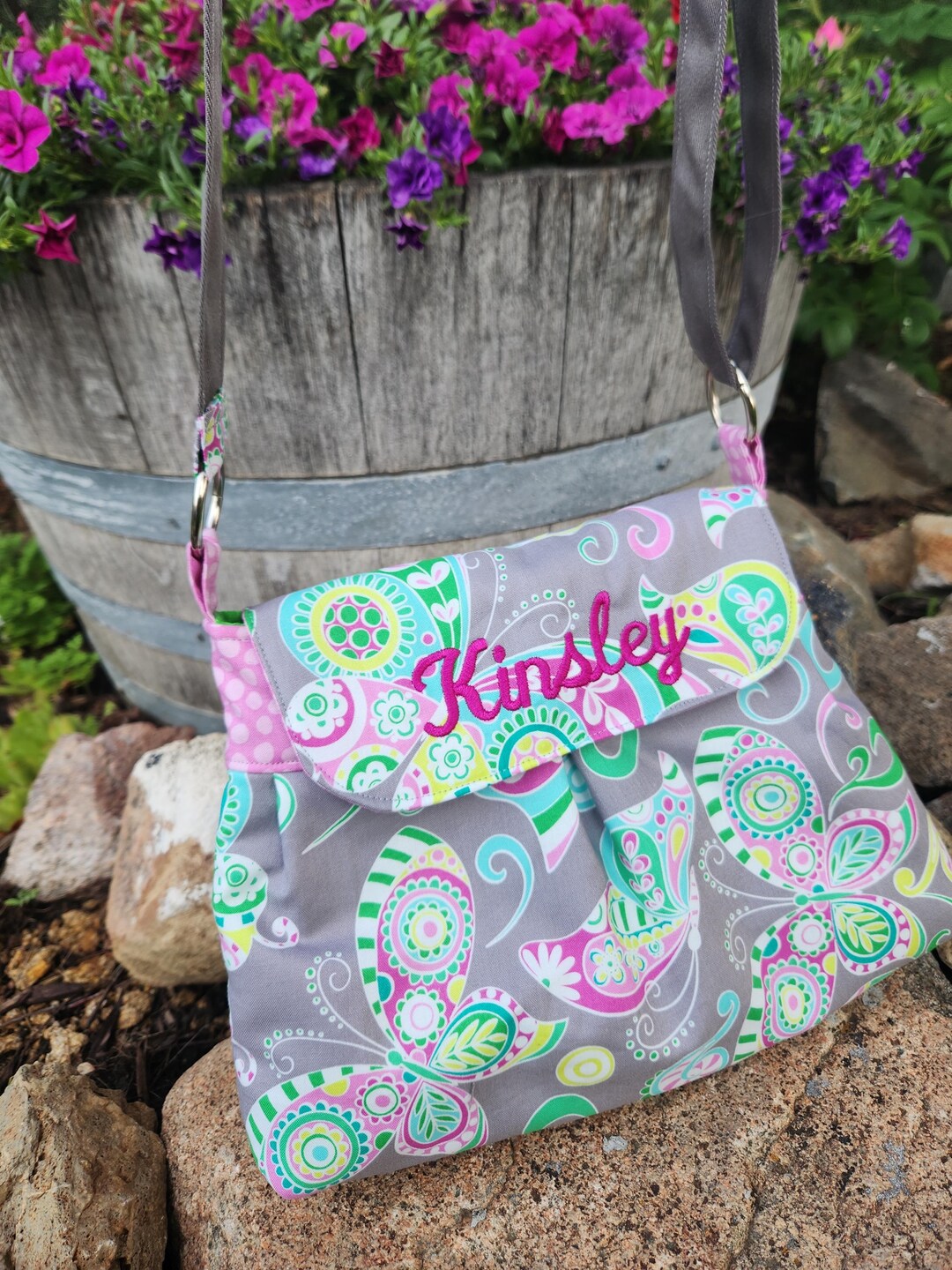 Girl's Crossbody Purse, Personalized Butterfly Purse, Pre-teen Purse ...