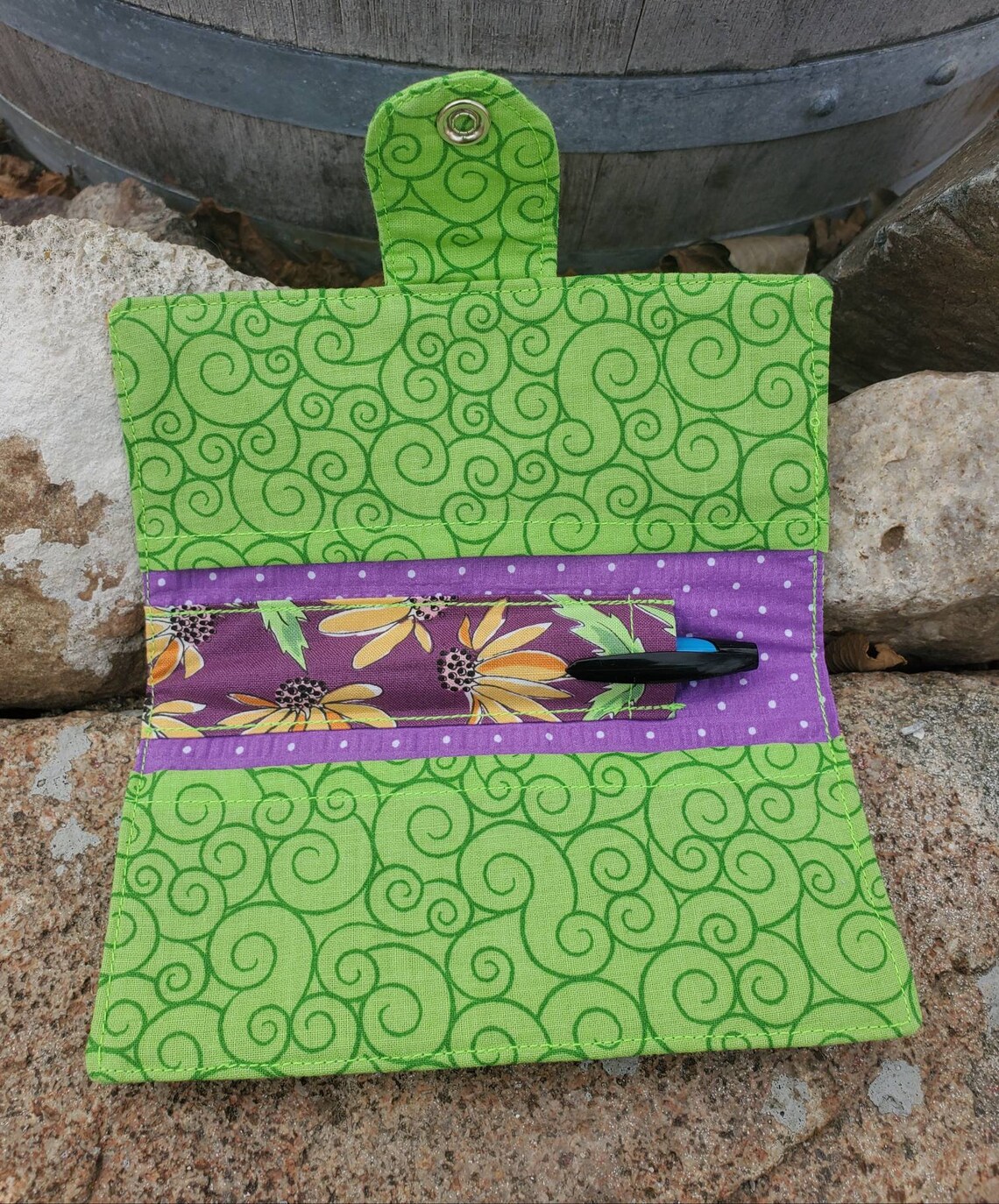 Purple Floral Checkbook Cover, Daisy Checkbook, Purple Coupon Case ...