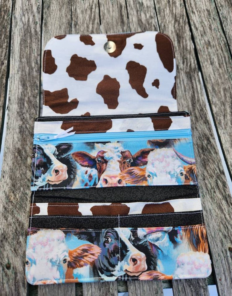 Cow Wallet Cow Billfold Fabric Wallet Ladies Wallet Cow - Etsy