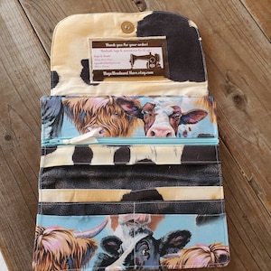 Cow wallet Cow Billfold Fabric Wallet Ladies Wallet Cow | Etsy