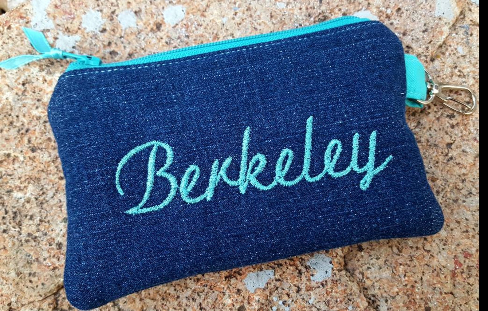 Denim Coin Purse Personalized Zipper Wallet Denim Pouch Ear | Etsy