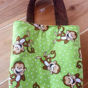 Toddler Monkey Tote Bag, Kids Tote, Toy Bag, Kids Tote Bag, Boys Tote ...