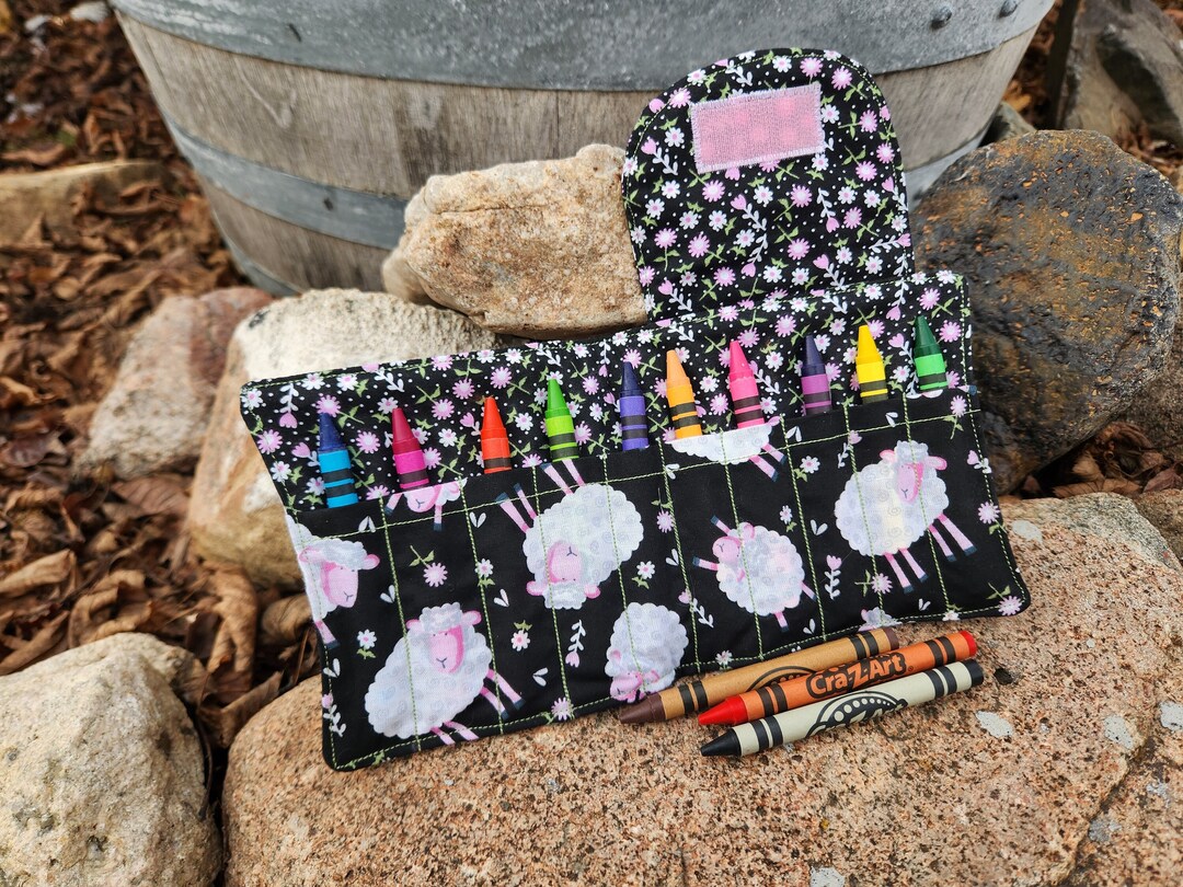 Sheep Crayon Wallet, Girl's Crayon Holder, Crayon Case, Crayon Roll ...