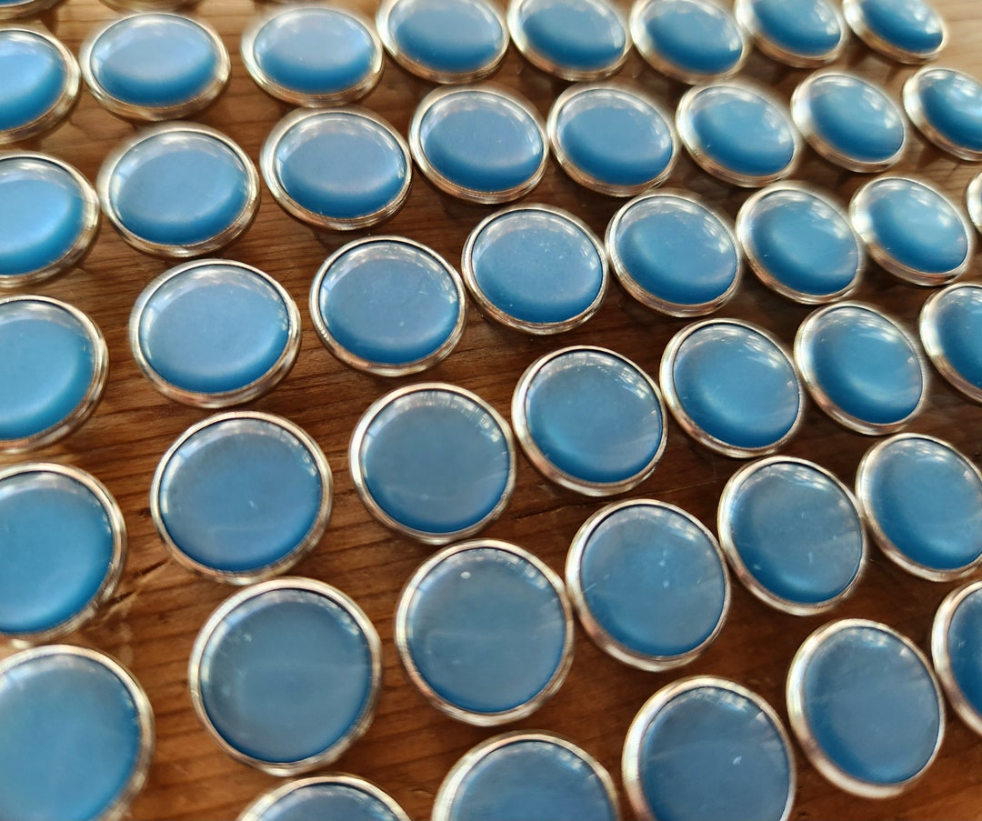 Misty Blue Pearl Snaps, Set of 12 Pearl Snap Fasteners, Medium Blue ...