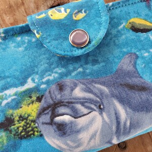 Dolphin Checkbook Cover, Sea Life Coupon Case, Fabric Checkbook Cover ...