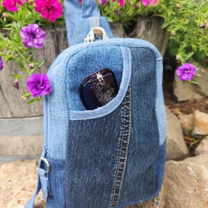 Denim Small Sling Bag, Upcycled Denim Crossbody, Purse With Adjustable ...