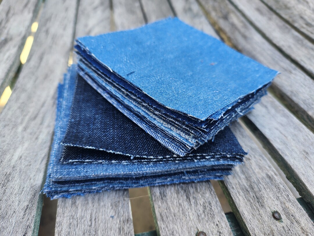 50 Denim Squares, 4x4 Denim Patches, , Denim Craft Supplies, Recycled ...