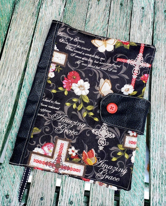 Fabric Bible Cover Cross Bible Cover Amazing Grace Bible - Etsy