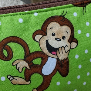 Monkey Pencil Pouch, Personalized School Supply Bag, Fabric Zipper Bag ...