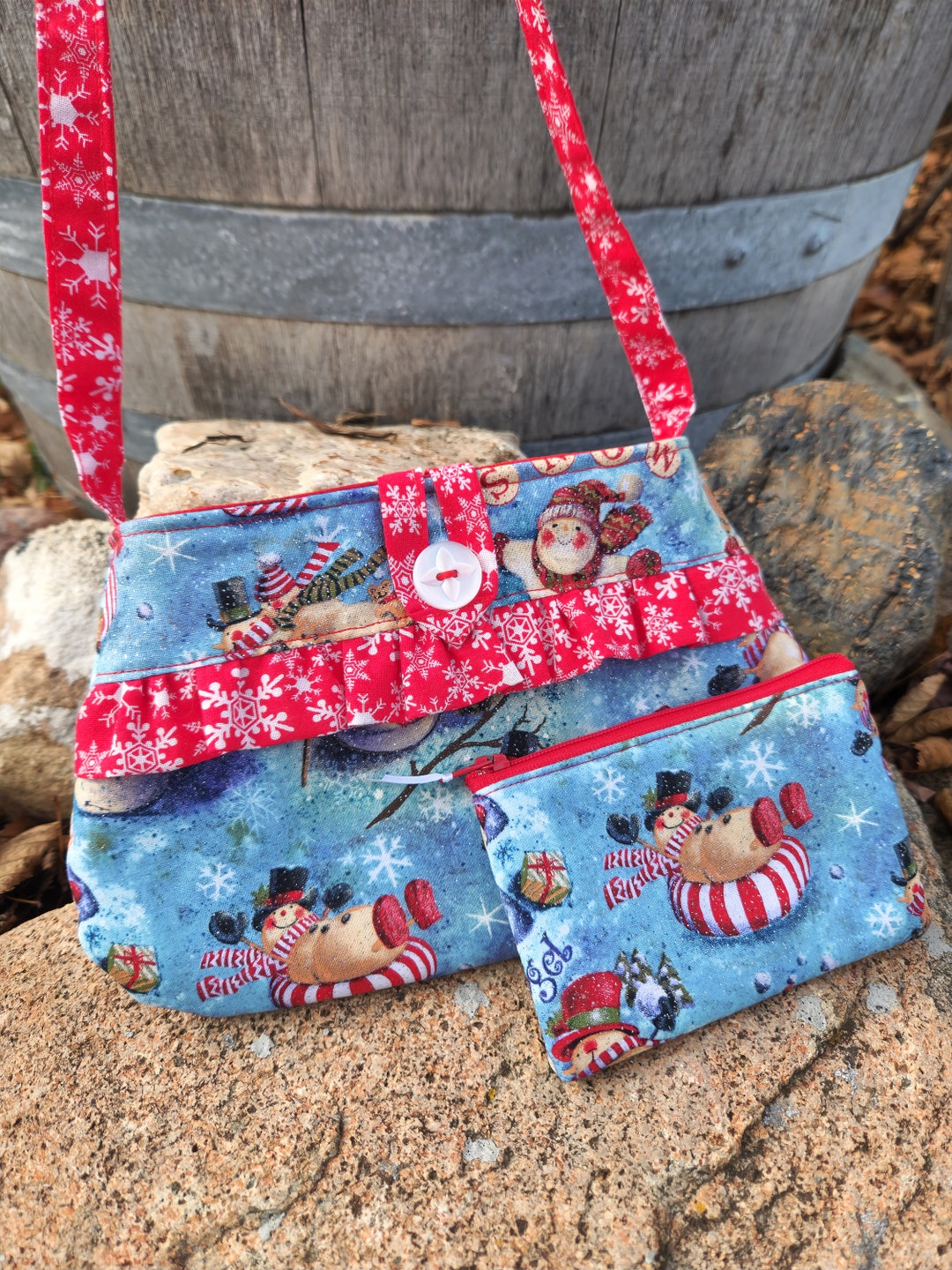 Toddler Snowman Purse, Little Girl's Christmas Purse Fabric Handmade ...