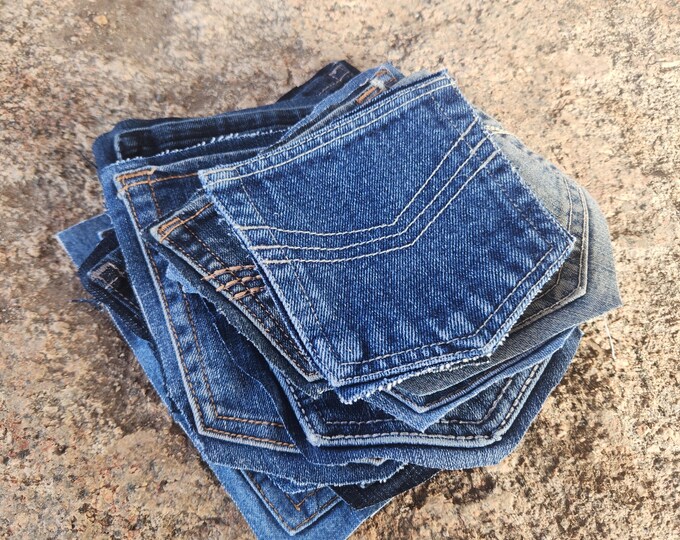 Denim Pockets, 10 Upcycled Denim Pockets, Blue Jean Repurposed, Denim ...