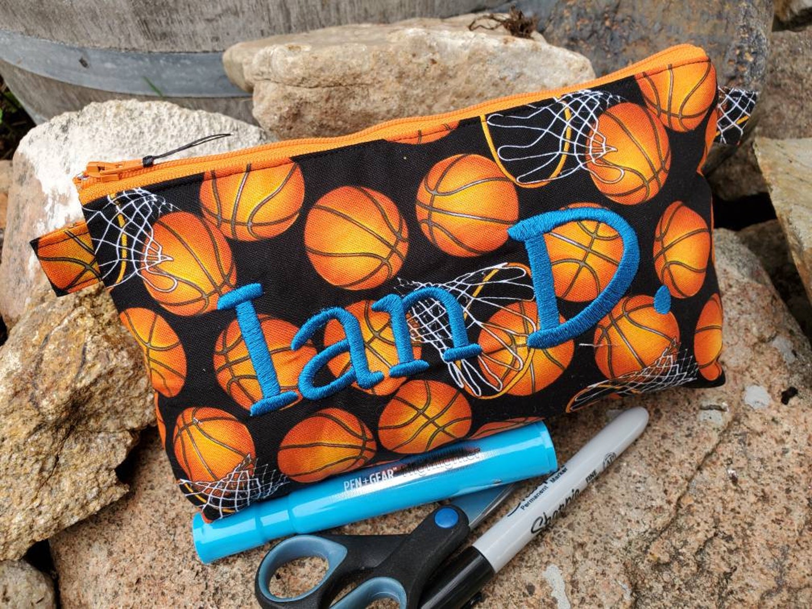 Basketball Pencil Case, Personalized School Supply Bag, Kids Zipper ...