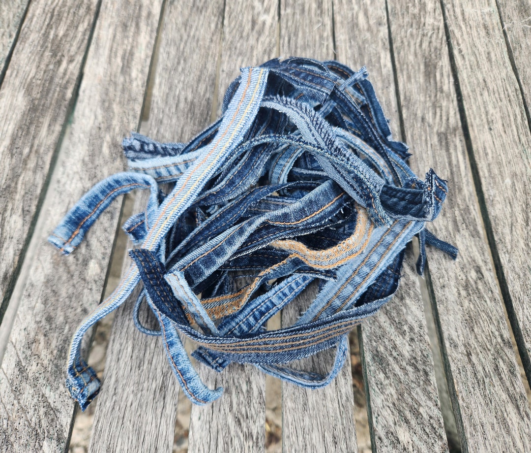 Bundle of Blue Jeans Seams: Upcycled Denim Parts for Your Sewing ...