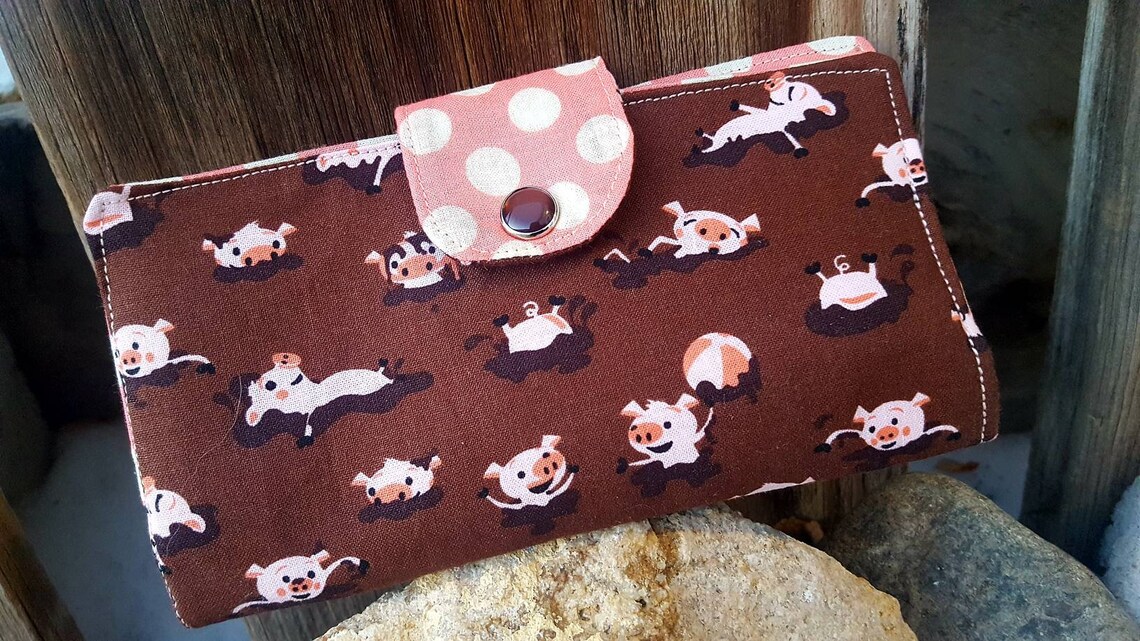 Pig Checkbook Cover Coupon Wallet Fabric Checkbook pig | Etsy