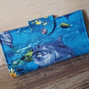 Dolphin Checkbook Cover, Sea Life Coupon Case, Fabric Checkbook Cover ...