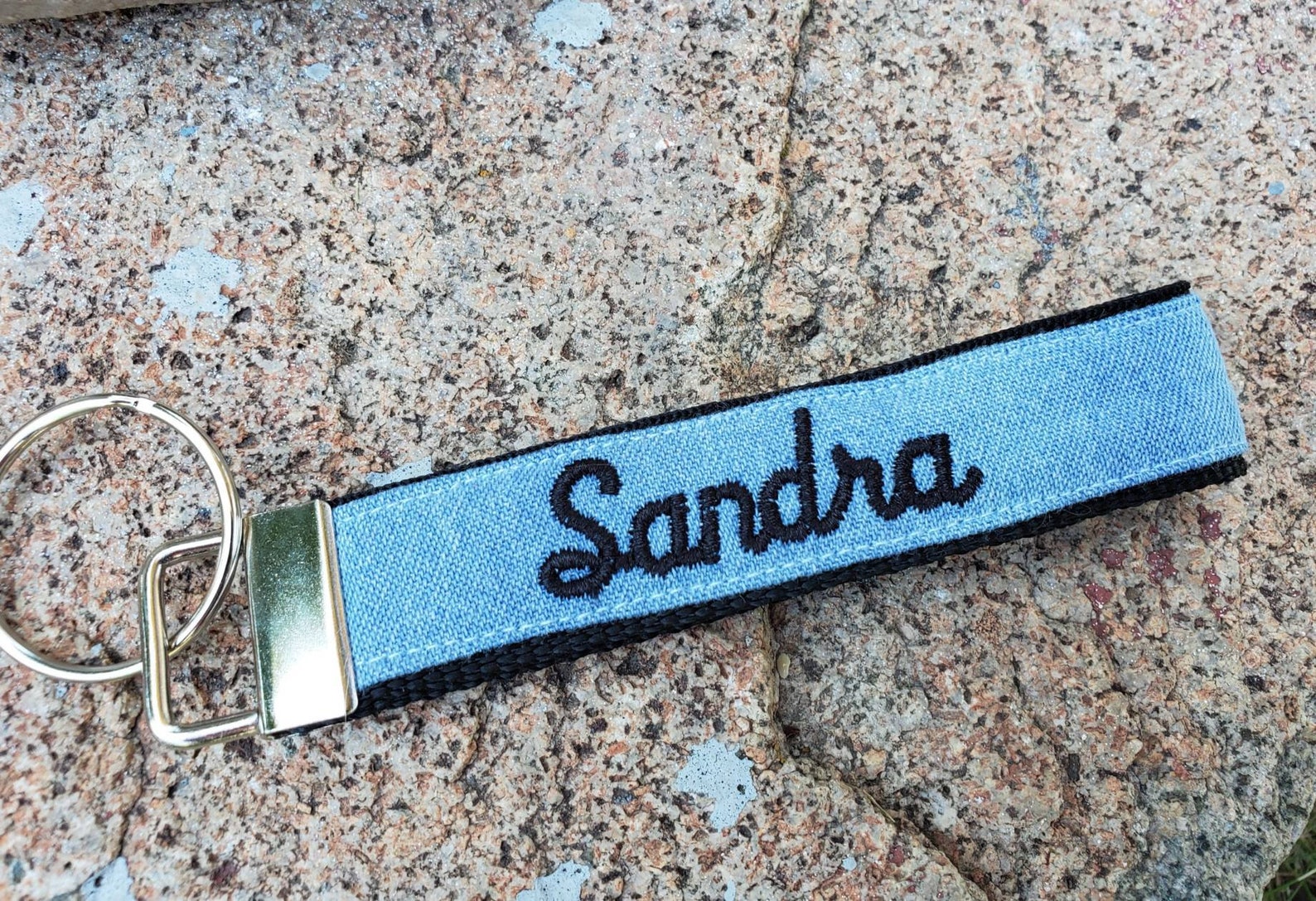 Personalized Denim Keychain Monogrammed Keychain Denim - Etsy